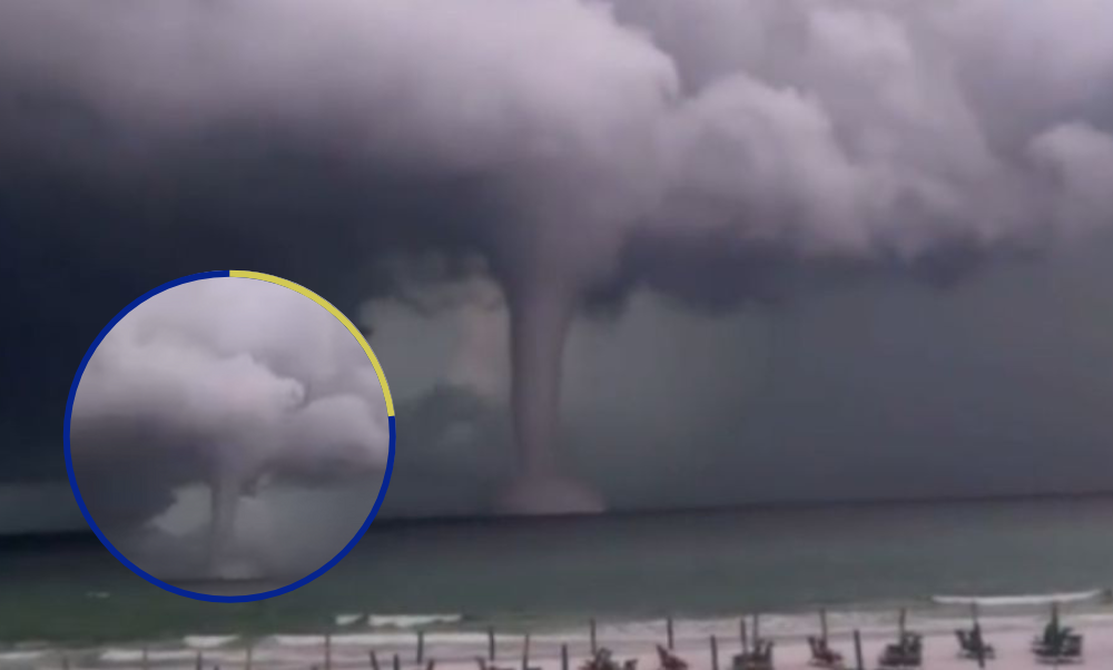 captan tromba marina acompañada de descargas eléctricas frente a playa de Florida - HCH.TV